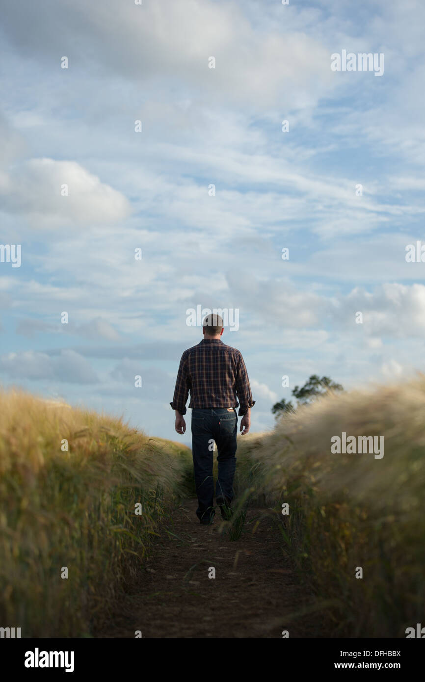 Man walking through field hi-res stock photography and images - Alamy