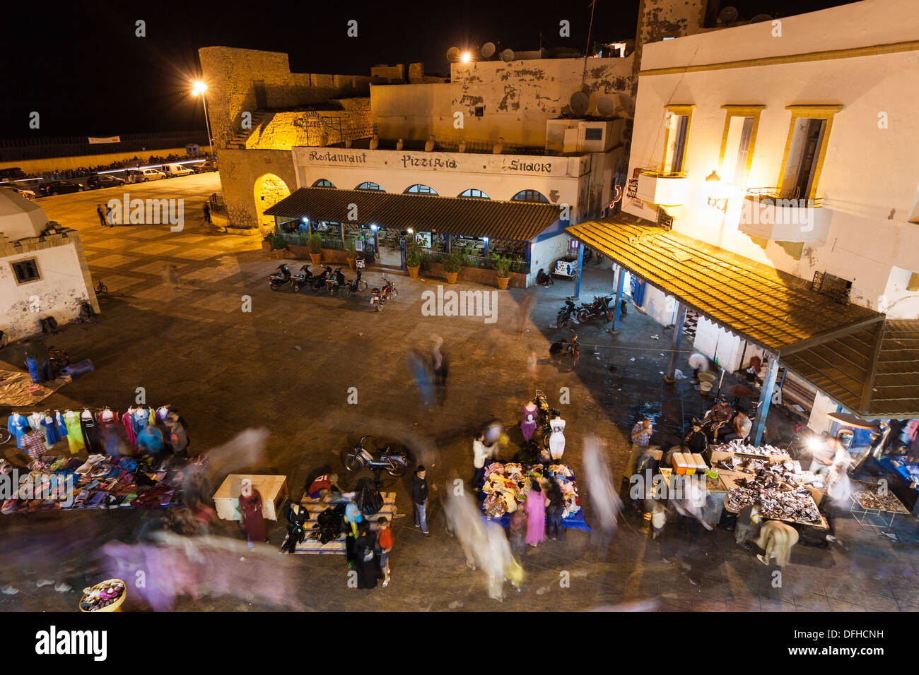 Night ambient and bustle at Safi medina´s main square, Atlantic Morocco ...