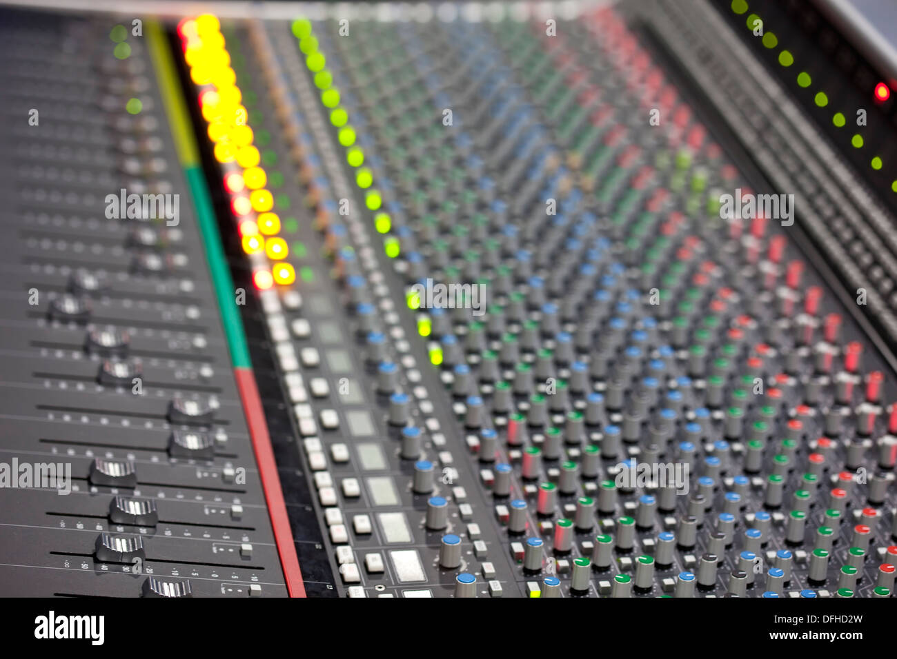 Large Music Mixer desk in recording studio. Closeup Stock Photo - Alamy