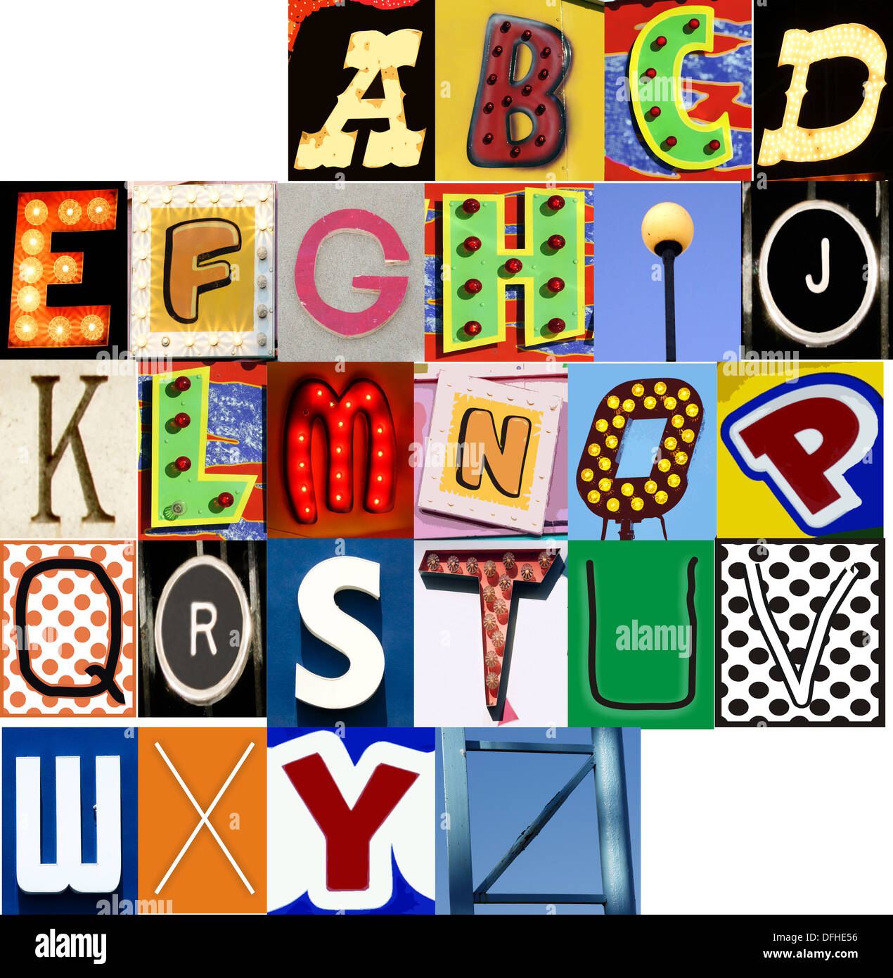 An eclectic set of letters in various colors for custom design messages ...