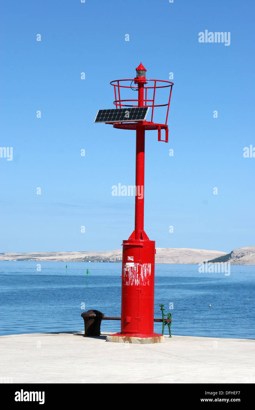 Small red lighthouse along Adriatic coasts Stock Photo - Alamy
