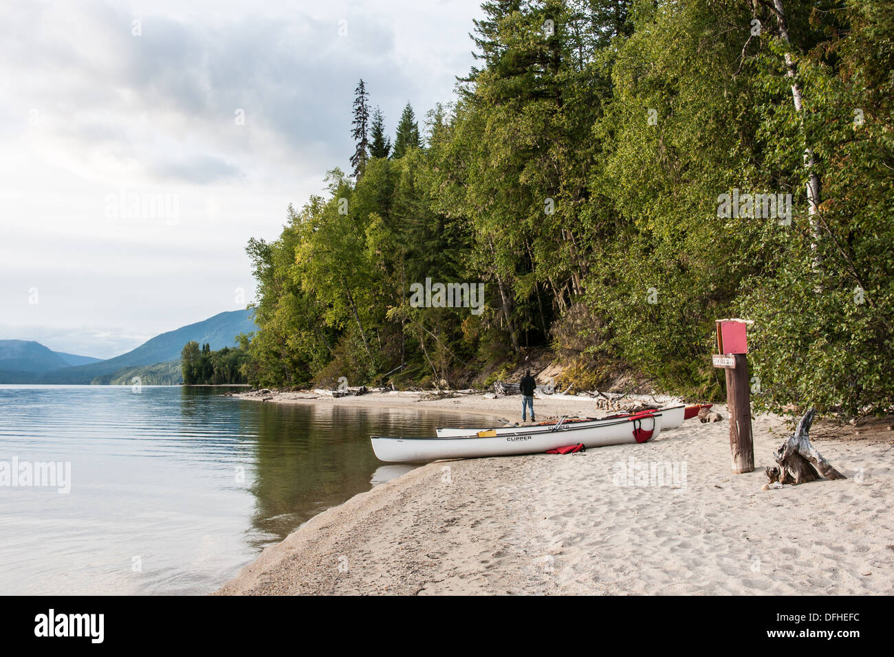 canoes on shoreline Wells Gray Provincial Park Stock Photo - Alamy