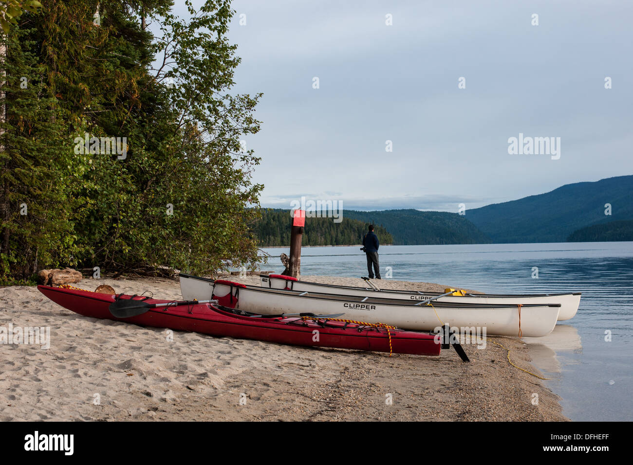 canoes on shoreline Wells Gray Provincial Park Stock Photo - Alamy