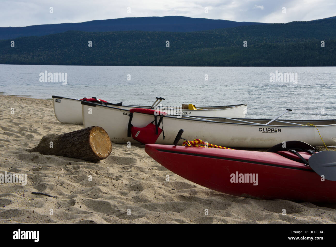 canoes on shoreline Wells Gray Provincial Park Stock Photo - Alamy