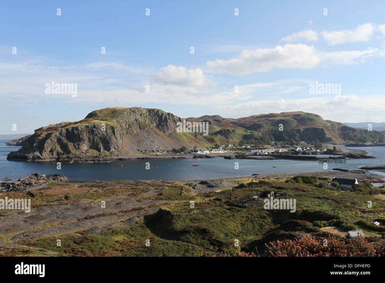 Elevated view of Ellenabeich and Easdale Scotland September 2013 Stock ...