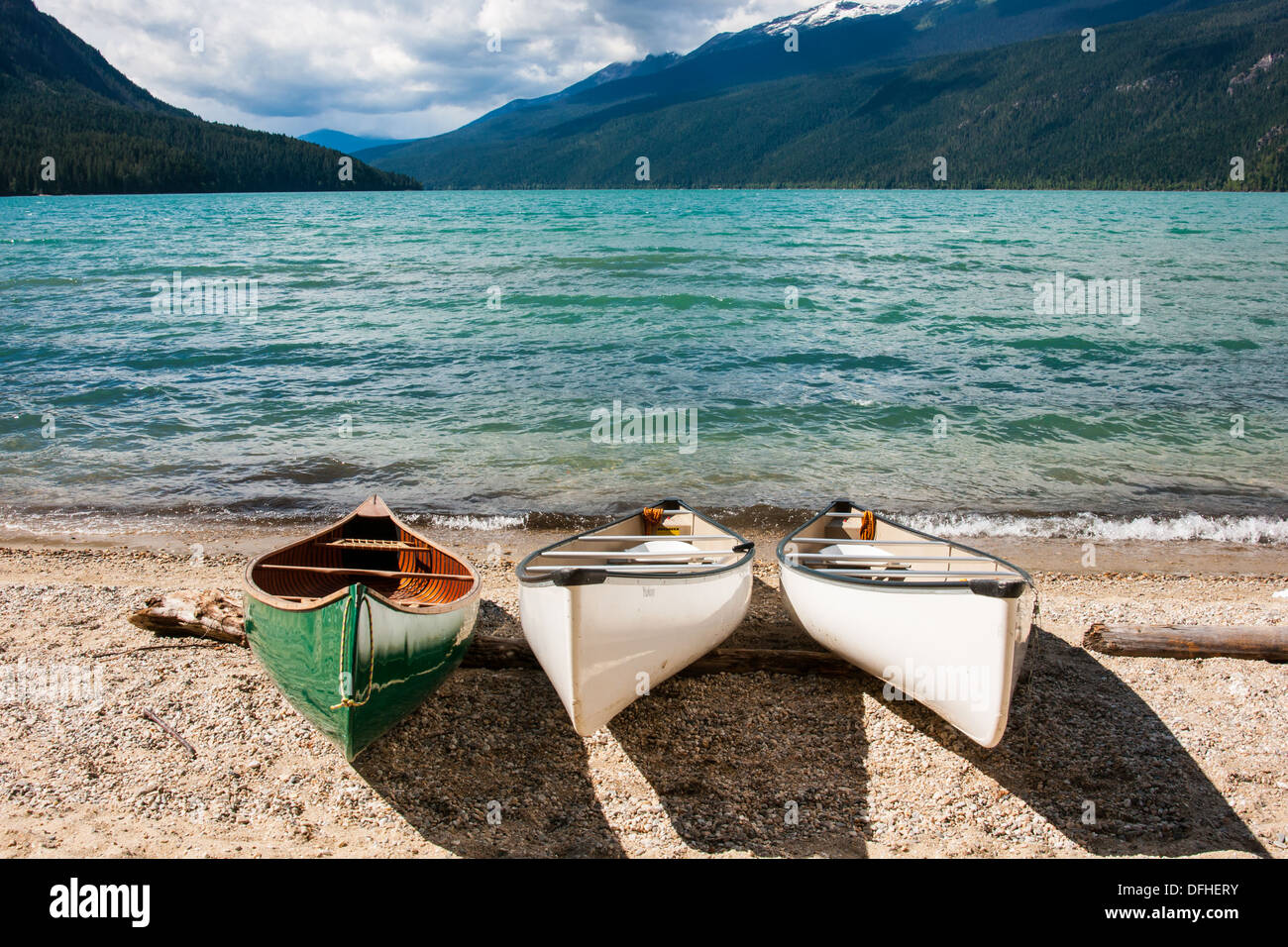 canoes on shoreline Wells Gray Provincial Park Stock Photo - Alamy