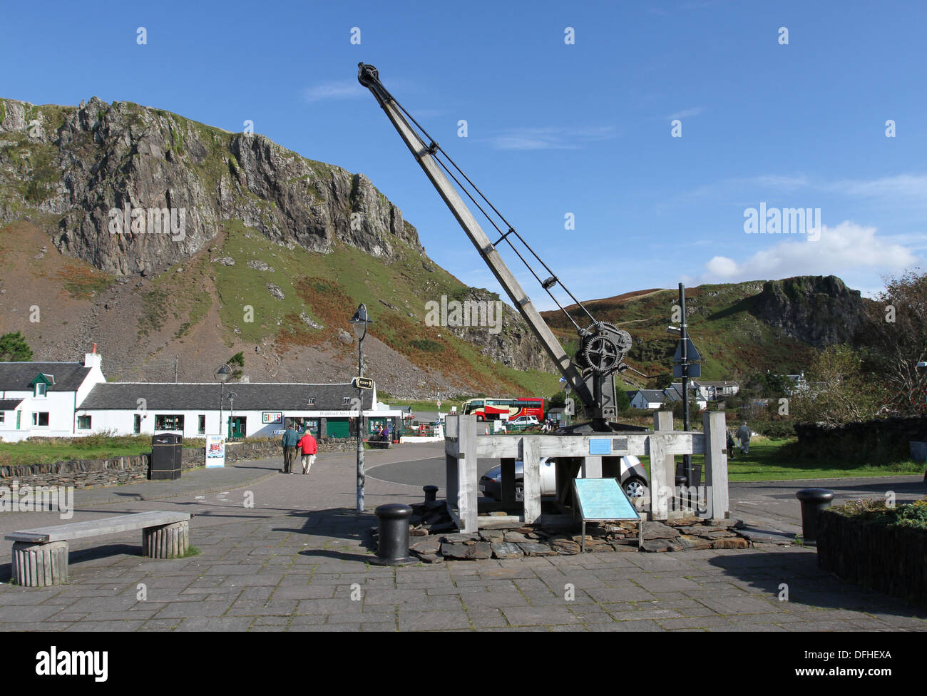 Old crane Ellenabeich Isle of Seil Scotland September 2013 Stock Photo ...
