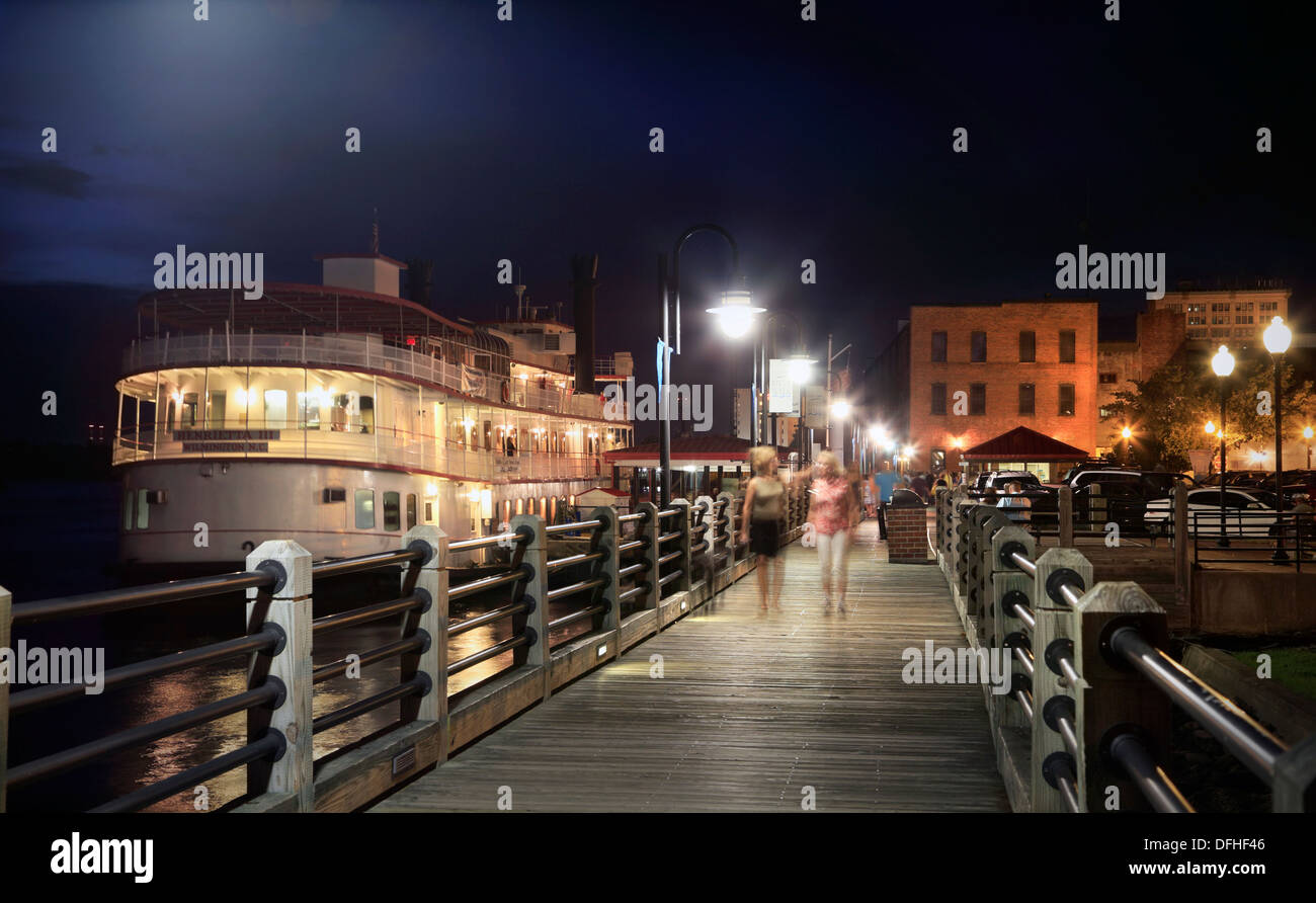 Wilmington. North Carolina, NC. River walk at night. Henrietta the III ...