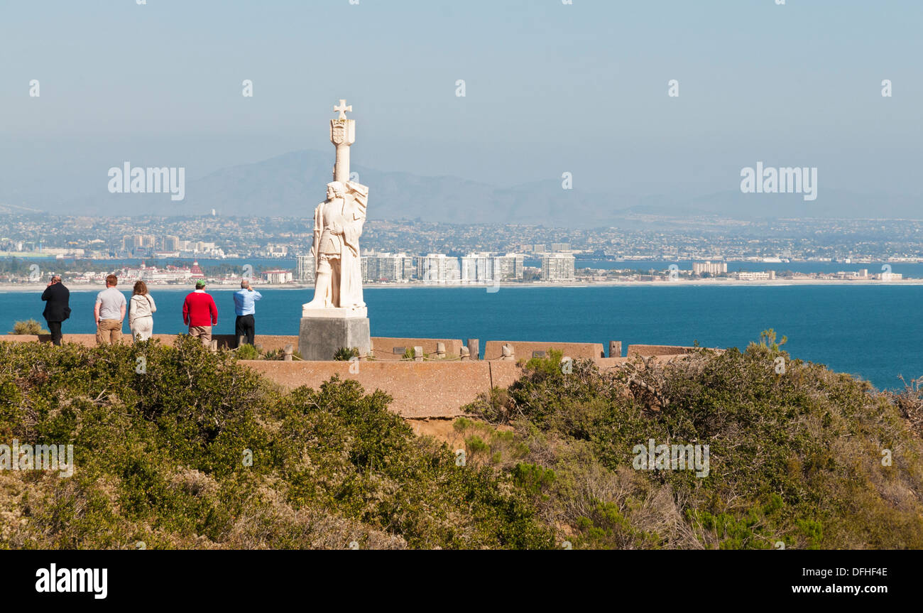 California, San Diego, Cabrillo National Monument, statue of Juan ...