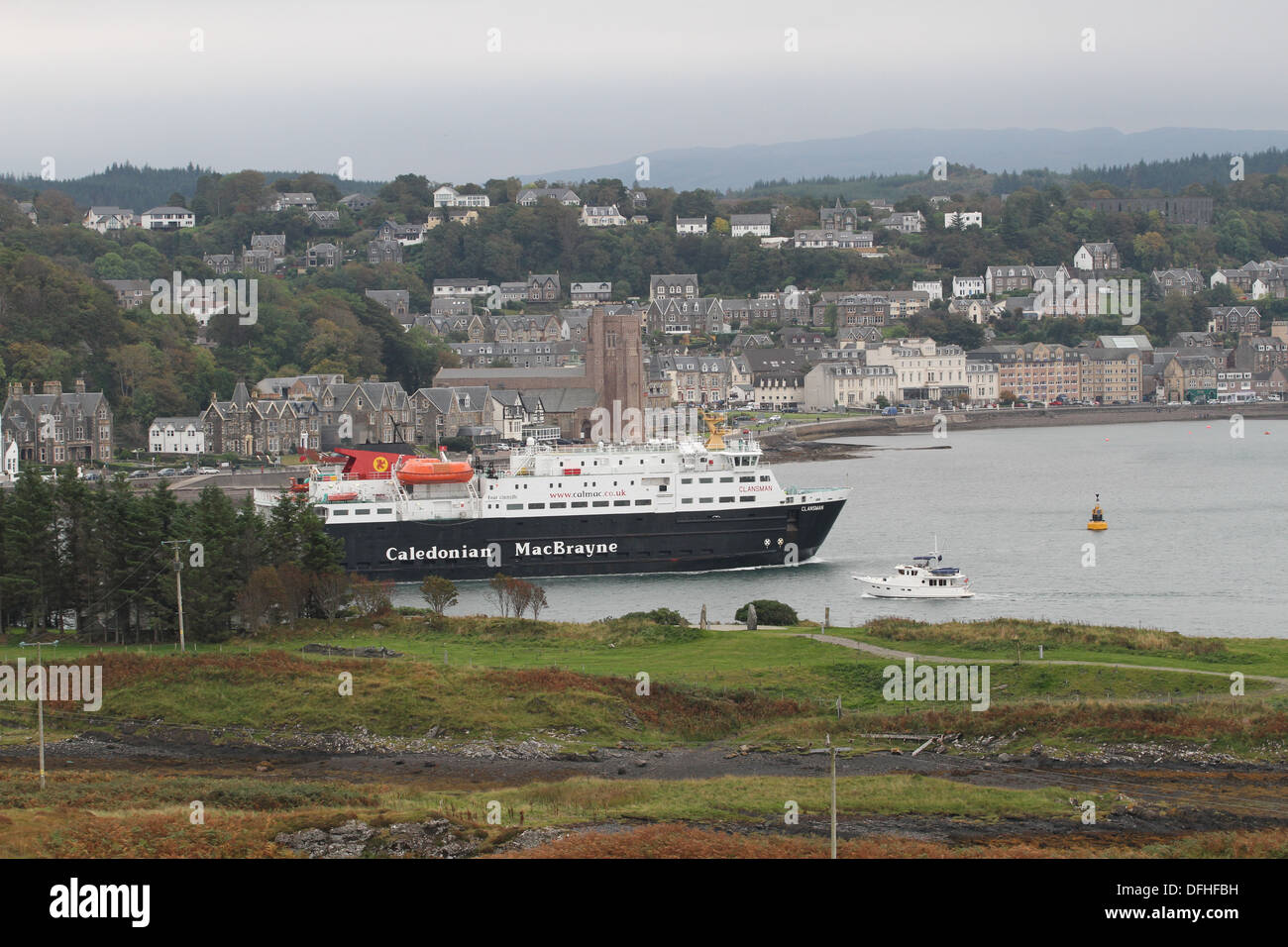 Calmac ferry arriving in Oban harbour Scotland October 2013 Stock Photo ...