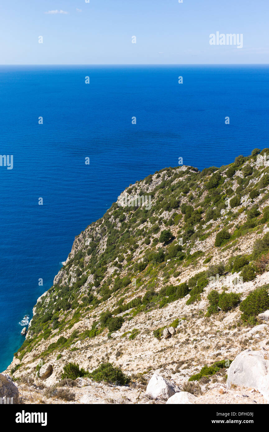 Overlooking sea cliffs near Mirtos Beach, Kefalonia, Greece Stock Photo ...