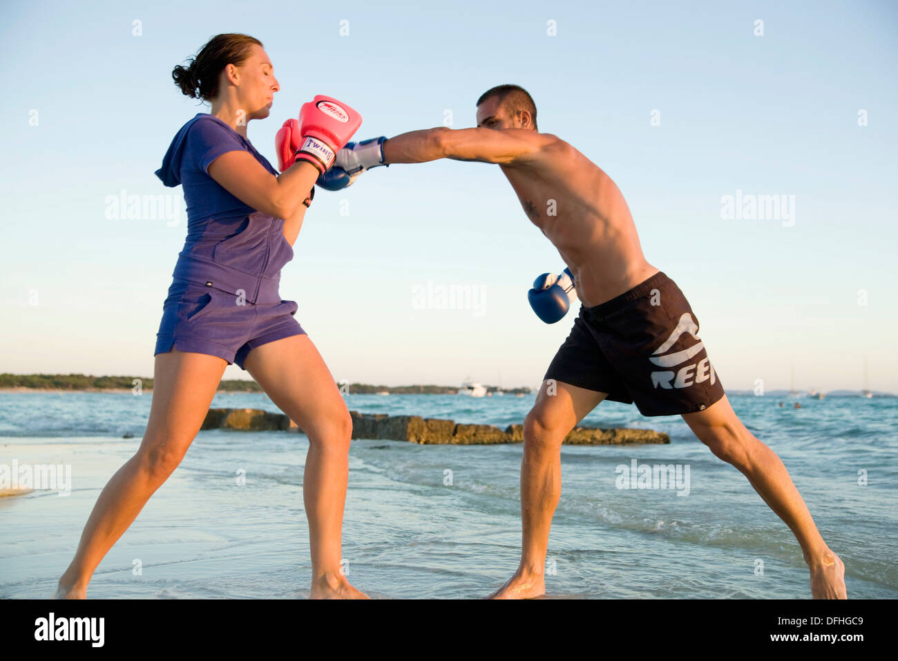 Female boxing on the beach hi-res stock photography and images - Alamy
