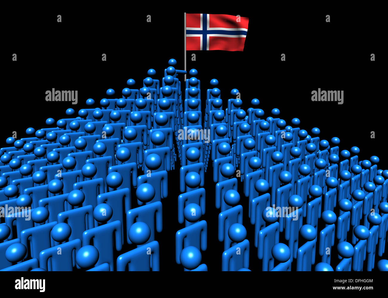 Pyramid of abstract people with Norway flag illustration Stock Photo ...