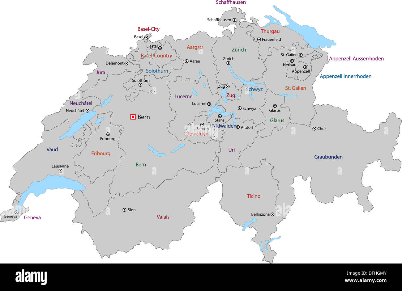 Grey Switzerland map Stock Photo - Alamy