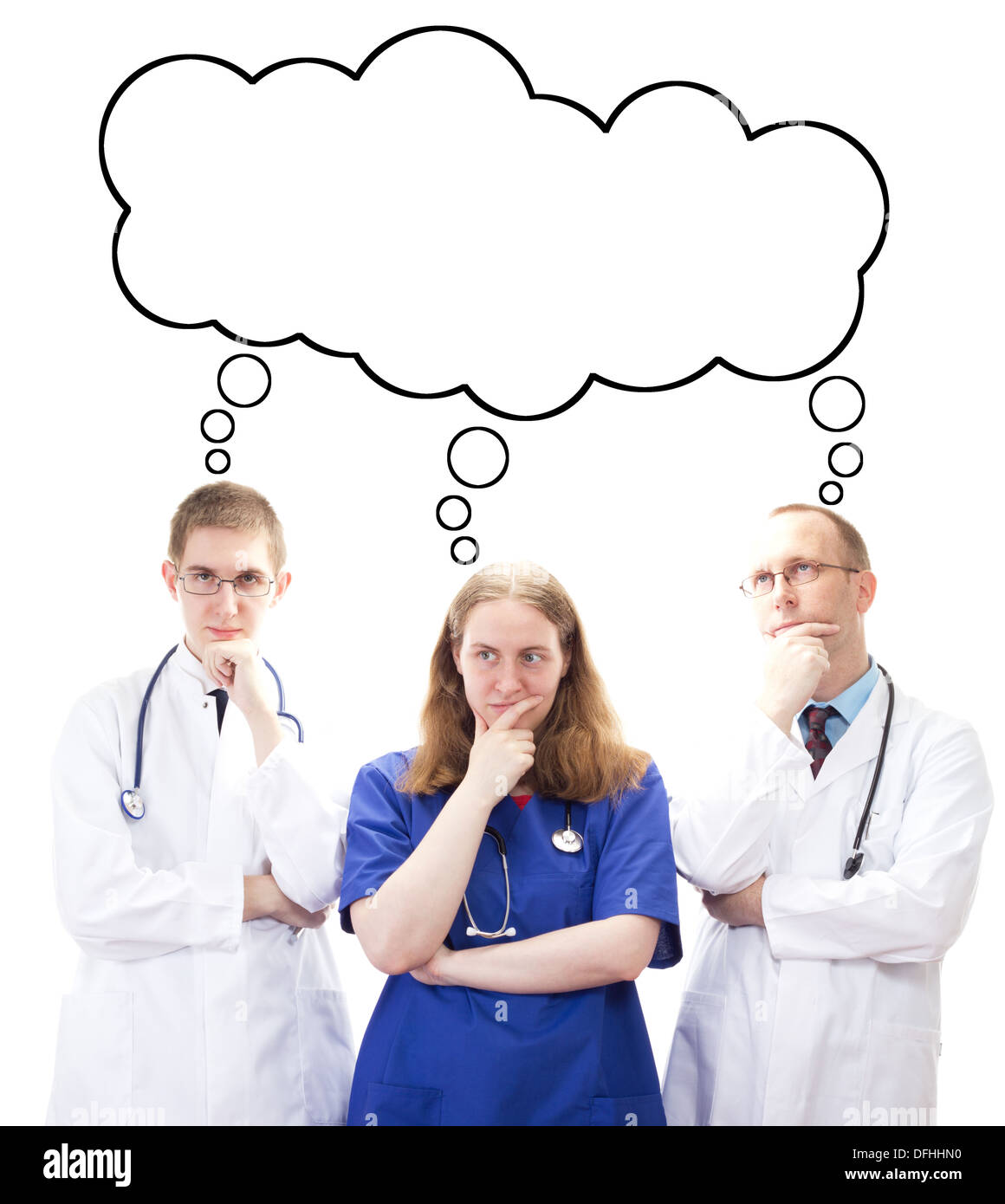 Medical team thinking about something Stock Photo - Alamy