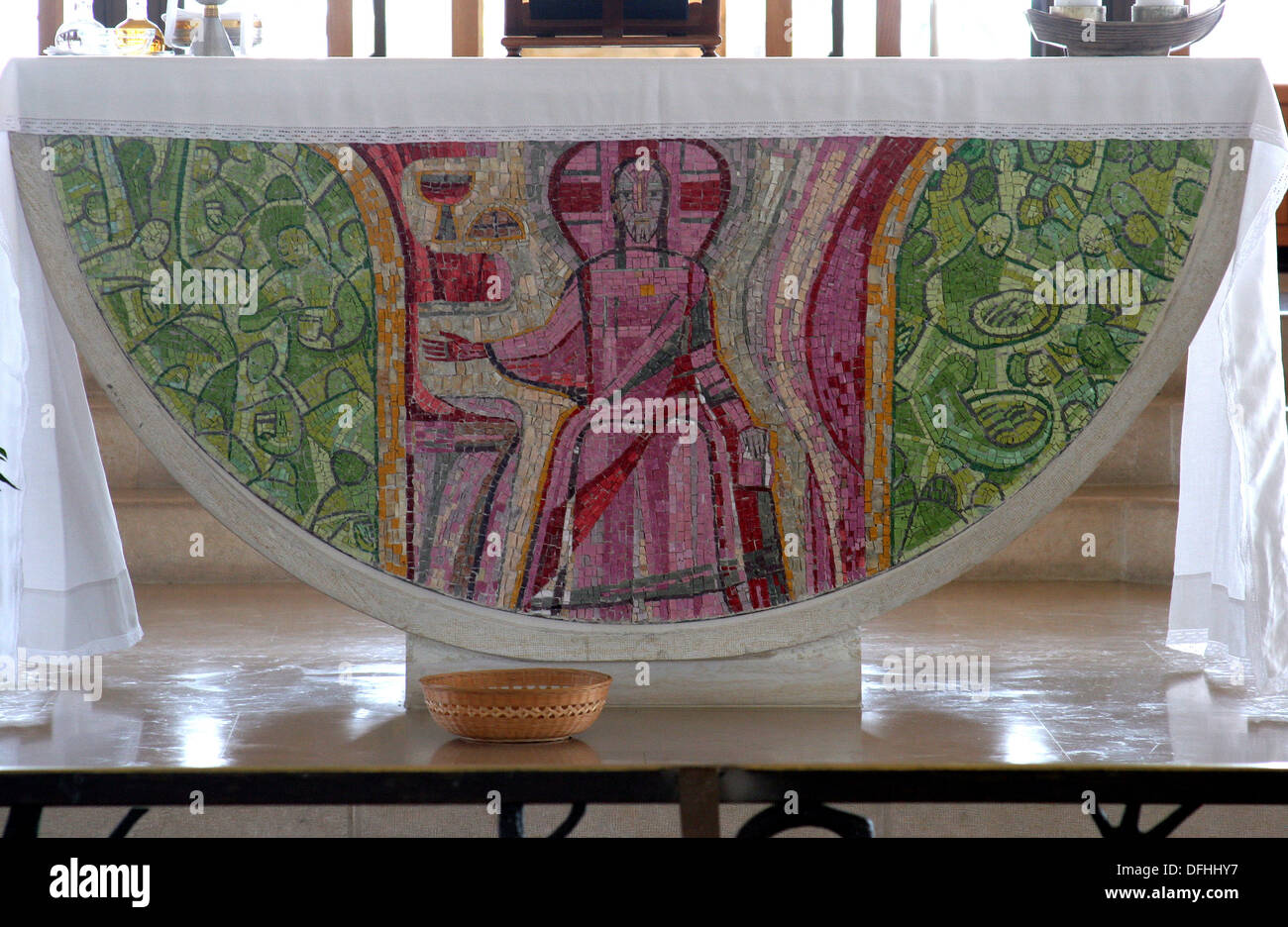 Altar in the Church of the House of Peter, Capernaum Stock Photo - Alamy