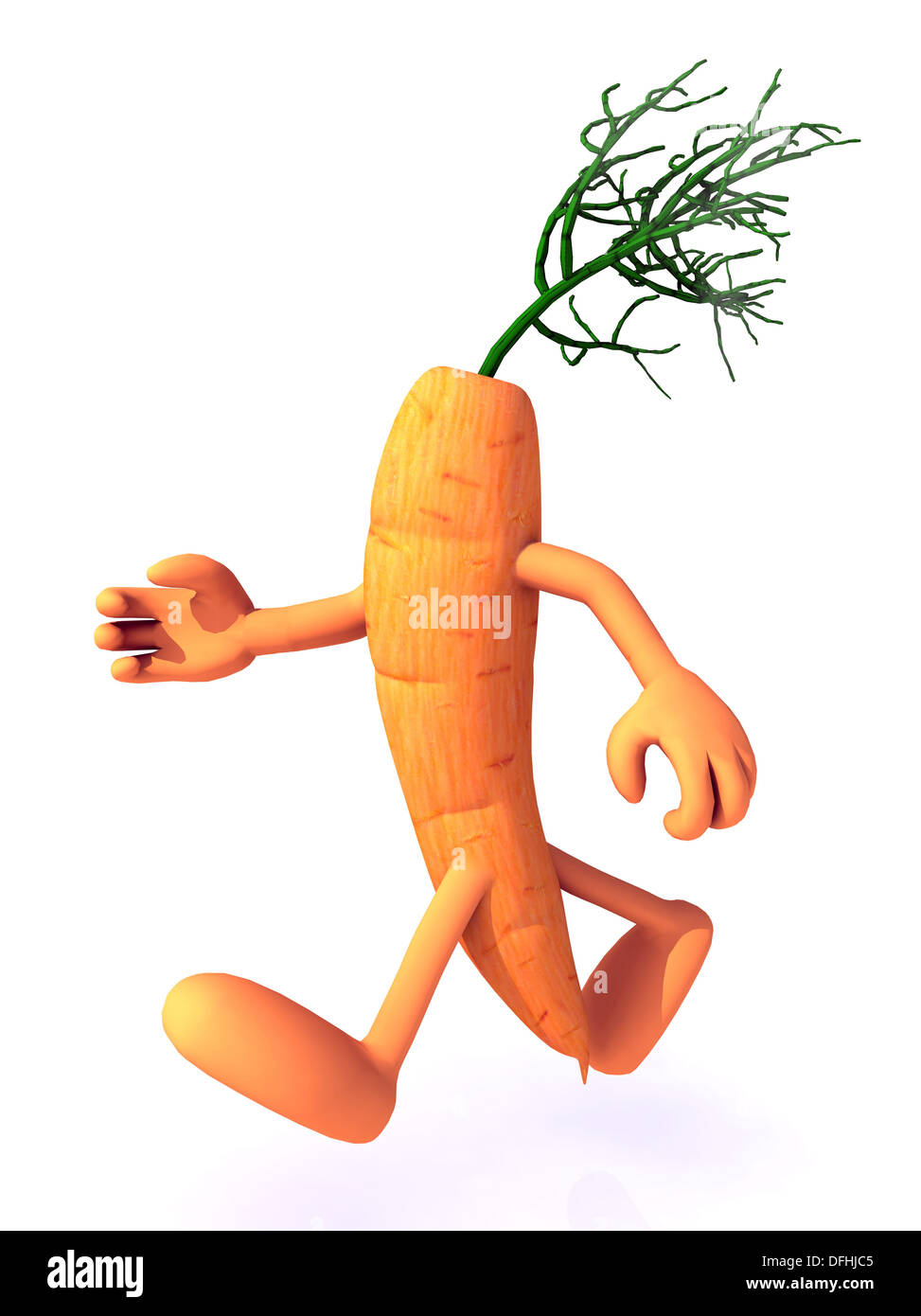 carrot cartoon running, vitamins power concept, 3d illustration Stock ...