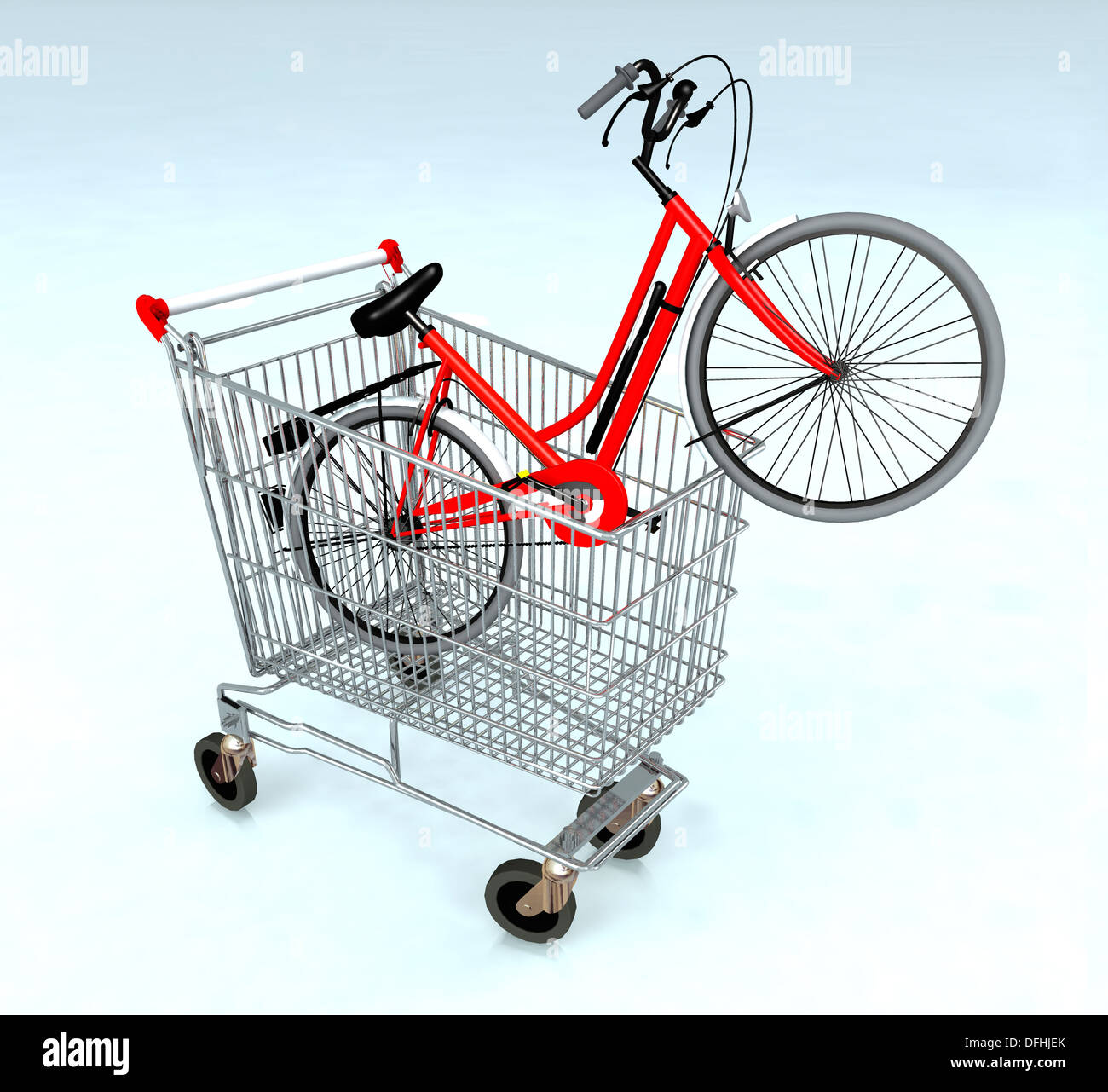 shopping cart with bycicle inside, ecommerce concept Stock Photo - Alamy
