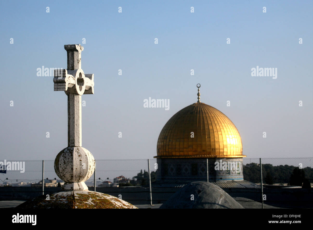 Jerusalem symbols of faiths Stock Photo - Alamy