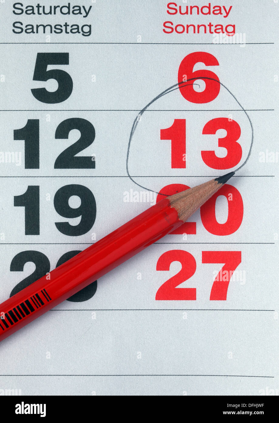 Detail of calendar showing date Stock Photo - Alamy