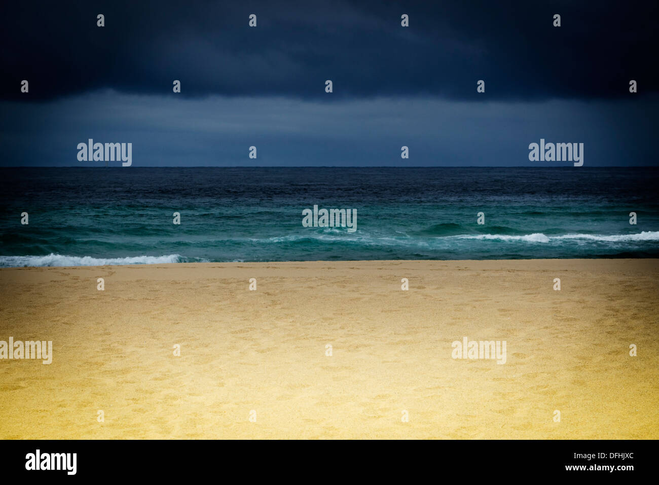landscape lonely beach day with cloudy sky Stock Photo - Alamy