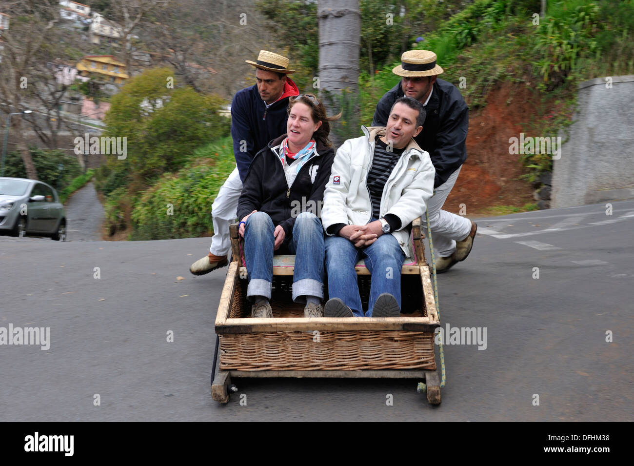 Monte funchal wicker toboggan madeira portugal hi-res stock photography ...