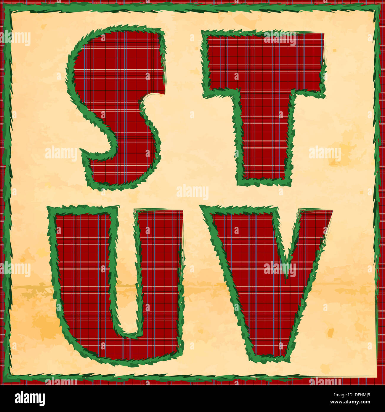 Vector illustration of Christmas letters with pattern Stock Photo - Alamy