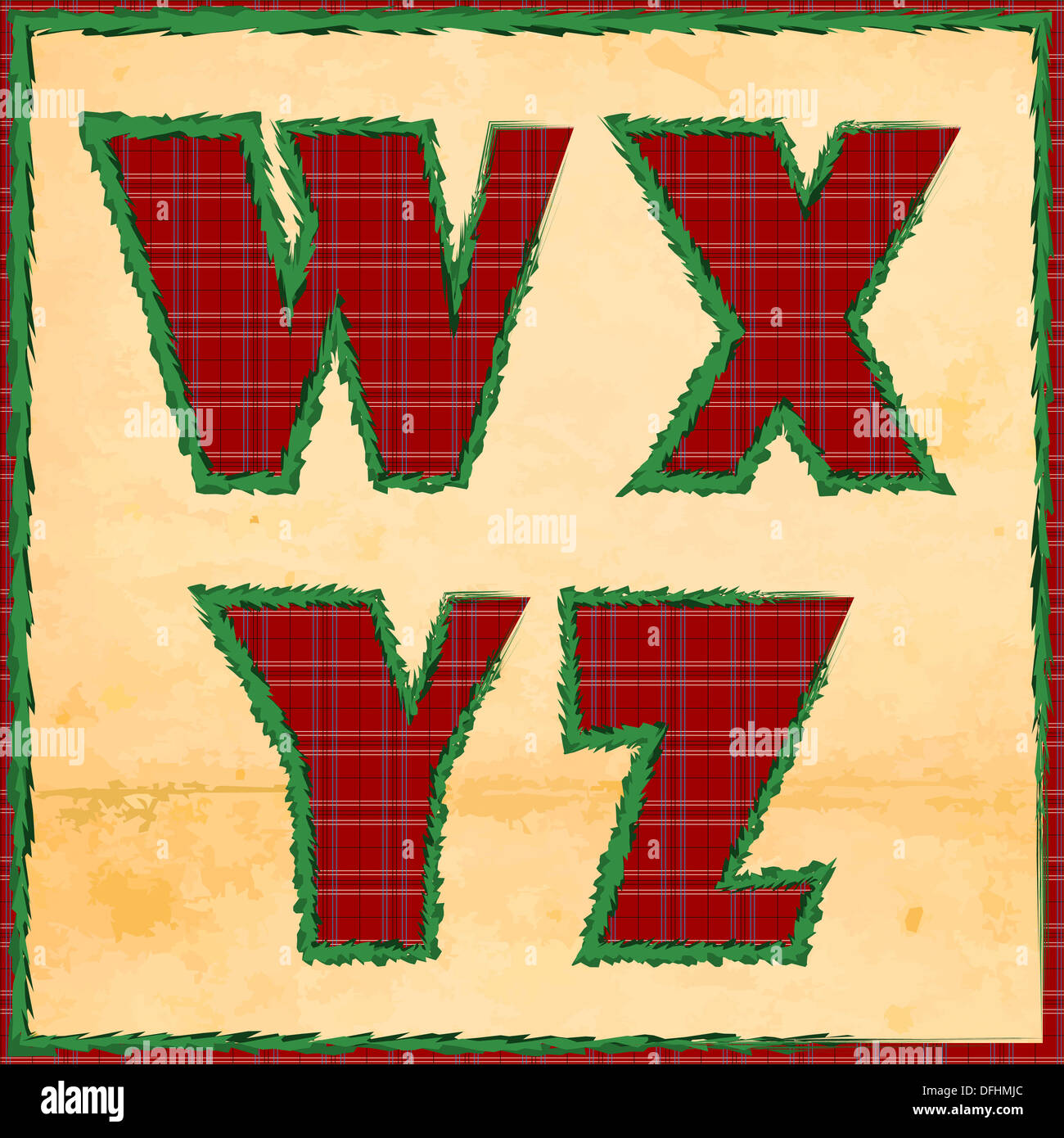 Vector illustration of Christmas letters with pattern Stock Photo - Alamy