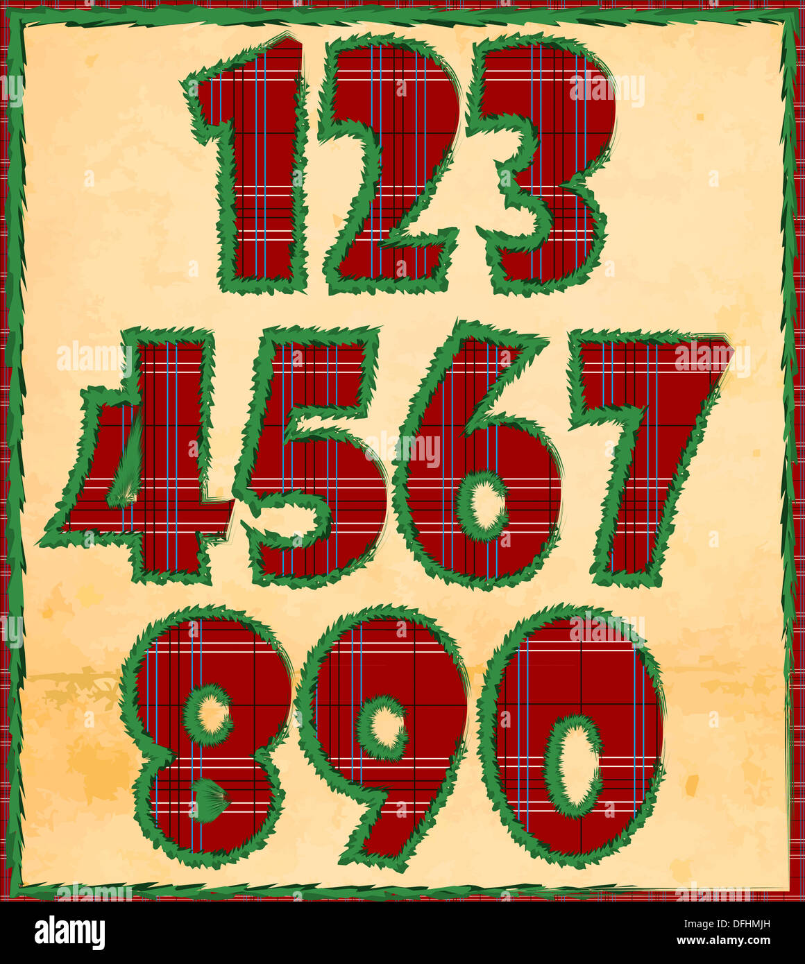 Vector illustration of Christmas numerals with pattern Stock Photo - Alamy