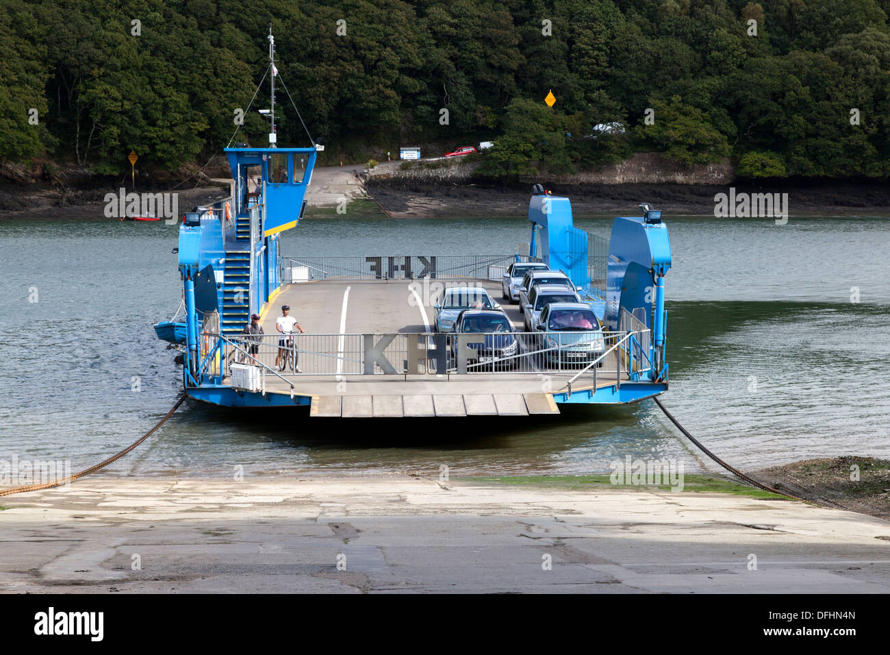 King Harry Ferry arriving at the Feock landing stage, Cornwall Stock ...
