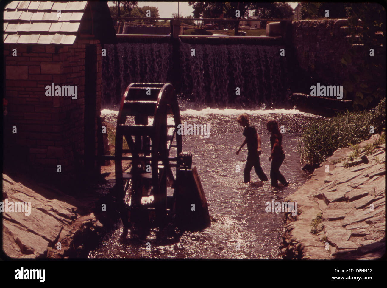 The Grignon House water wheel at the Kaukauna Locks on the Fox River ...