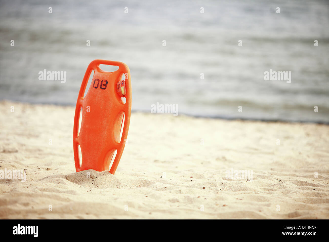 Beach life-saving. Lifeguard rescue equipment orange preserver tool ...