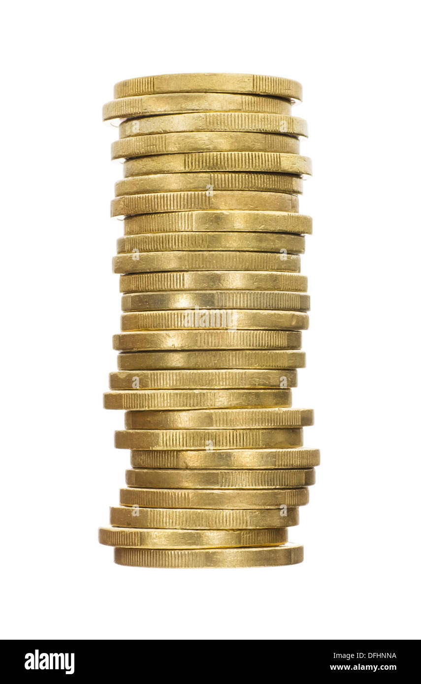 Crooked Stack of Shiny Gold Coins Isolated on White Stock Photo - Alamy Crooked Stack of Shiny Gold Coins Isolated on White Stock Photo - Alamy