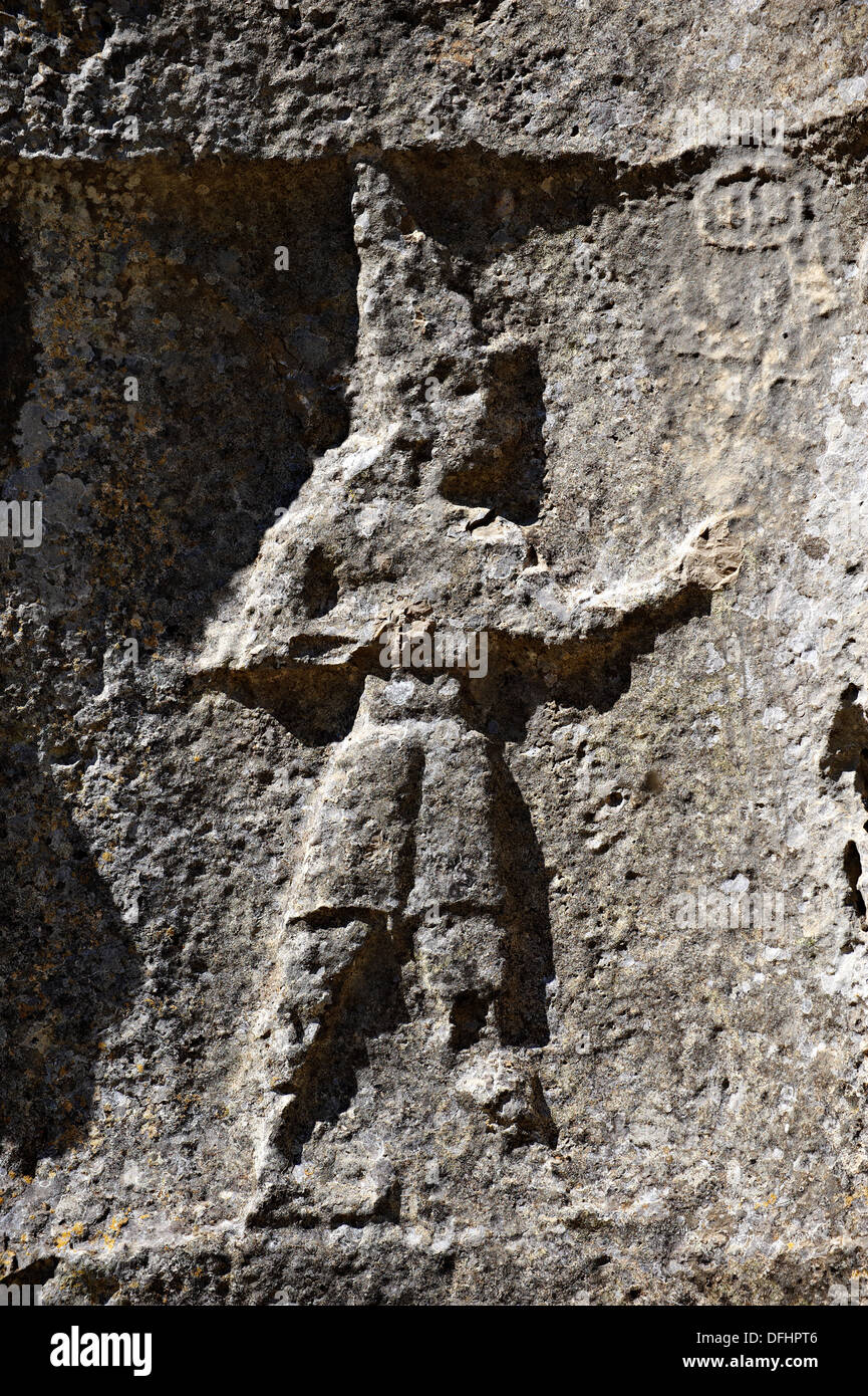 Hittite figure sculpture in Yazilikaya sanctuary [ written rock ...