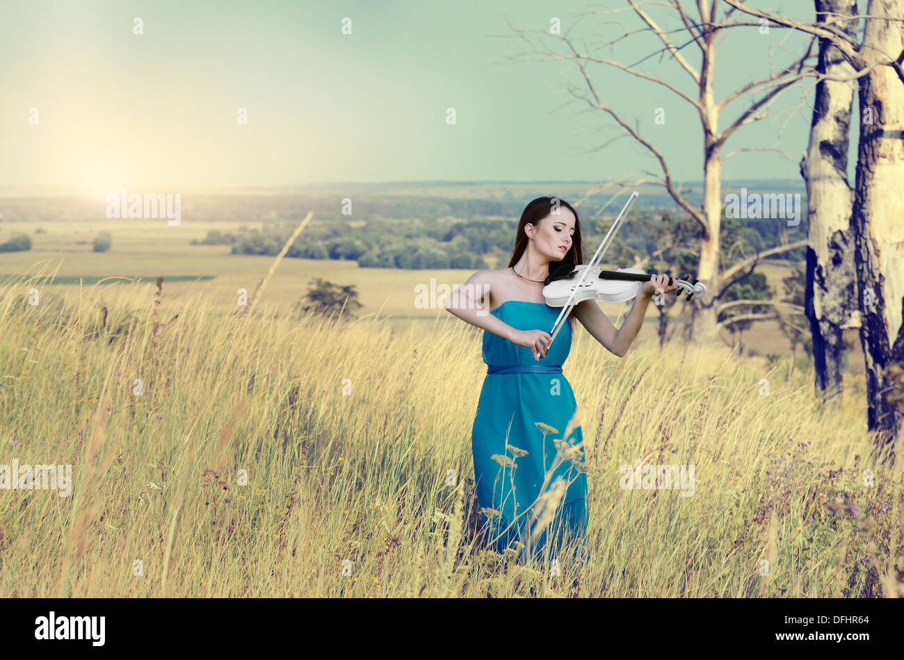 Beautiful Young Woman Playing Violin High Resolution Stock Photography ...