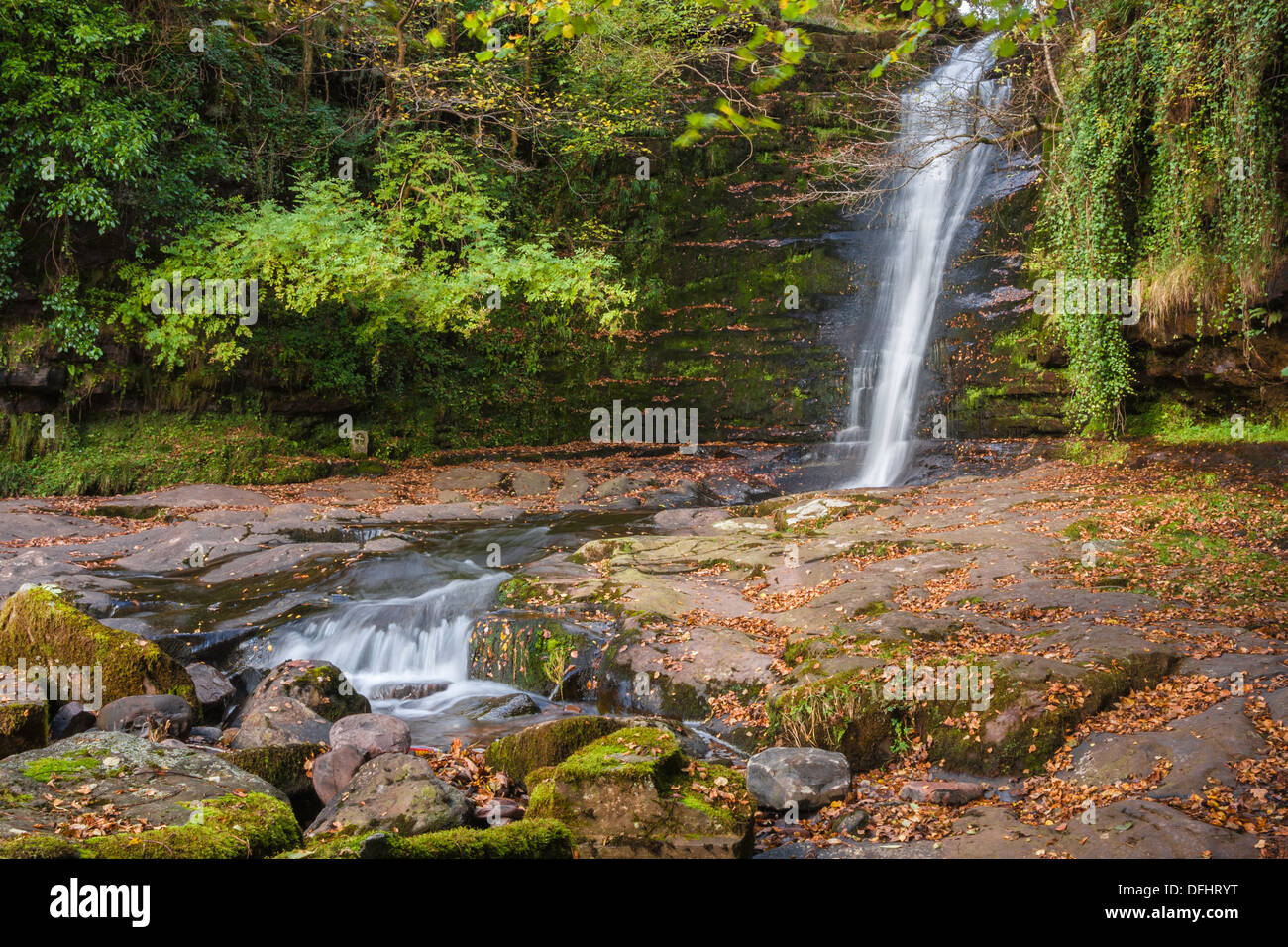 Waterfall, Brecon Beacons national park, Wales, United Kingdom Stock ...