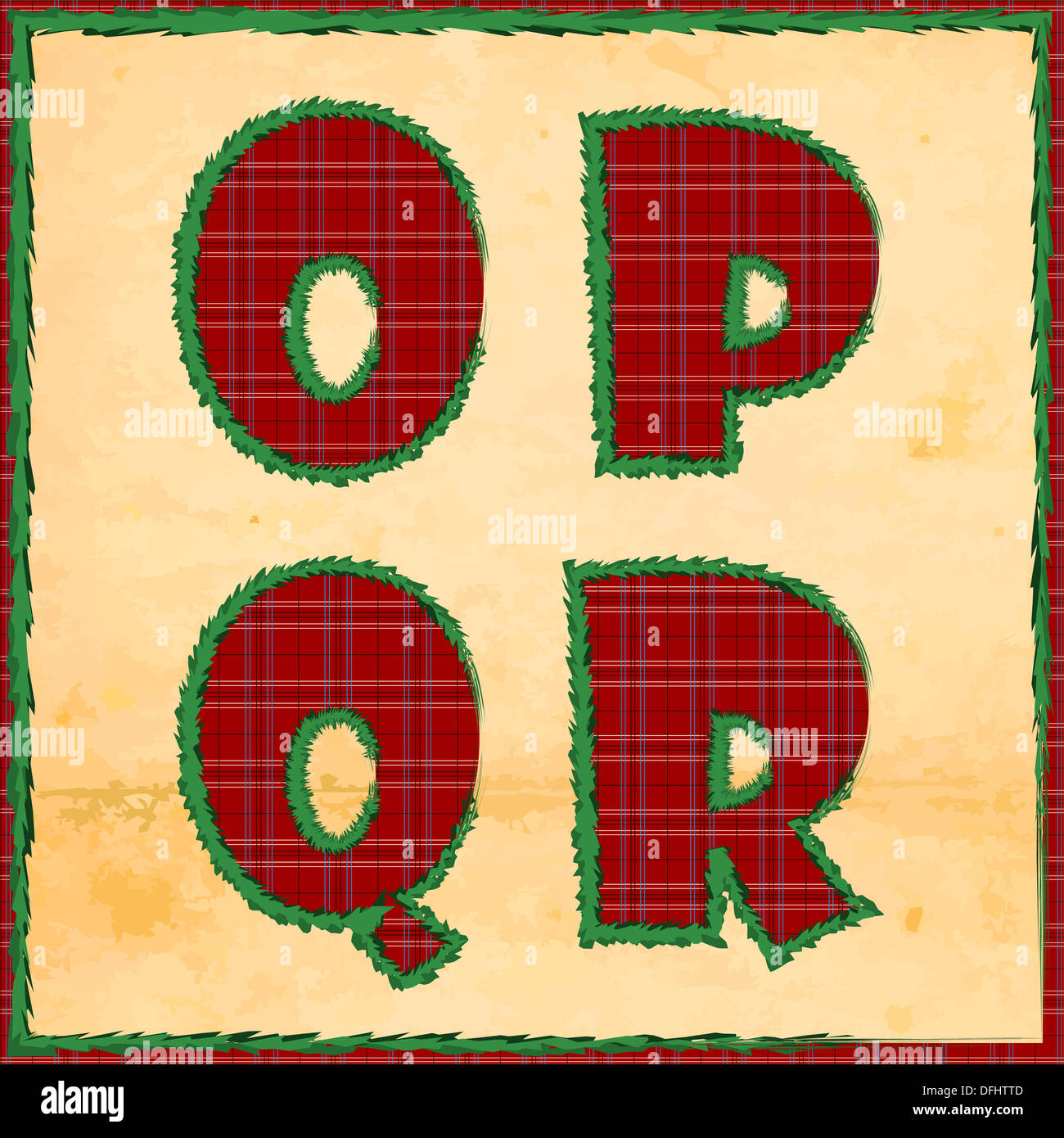 Vector illustration of Christmas letters with pattern Stock Photo - Alamy