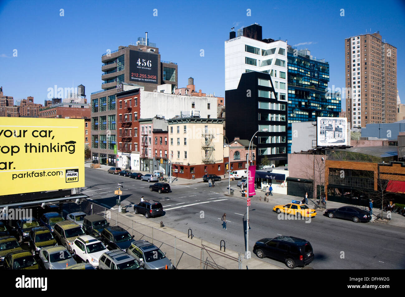 View to the Meatpacking area from the High Line in Manhattan, New York ...