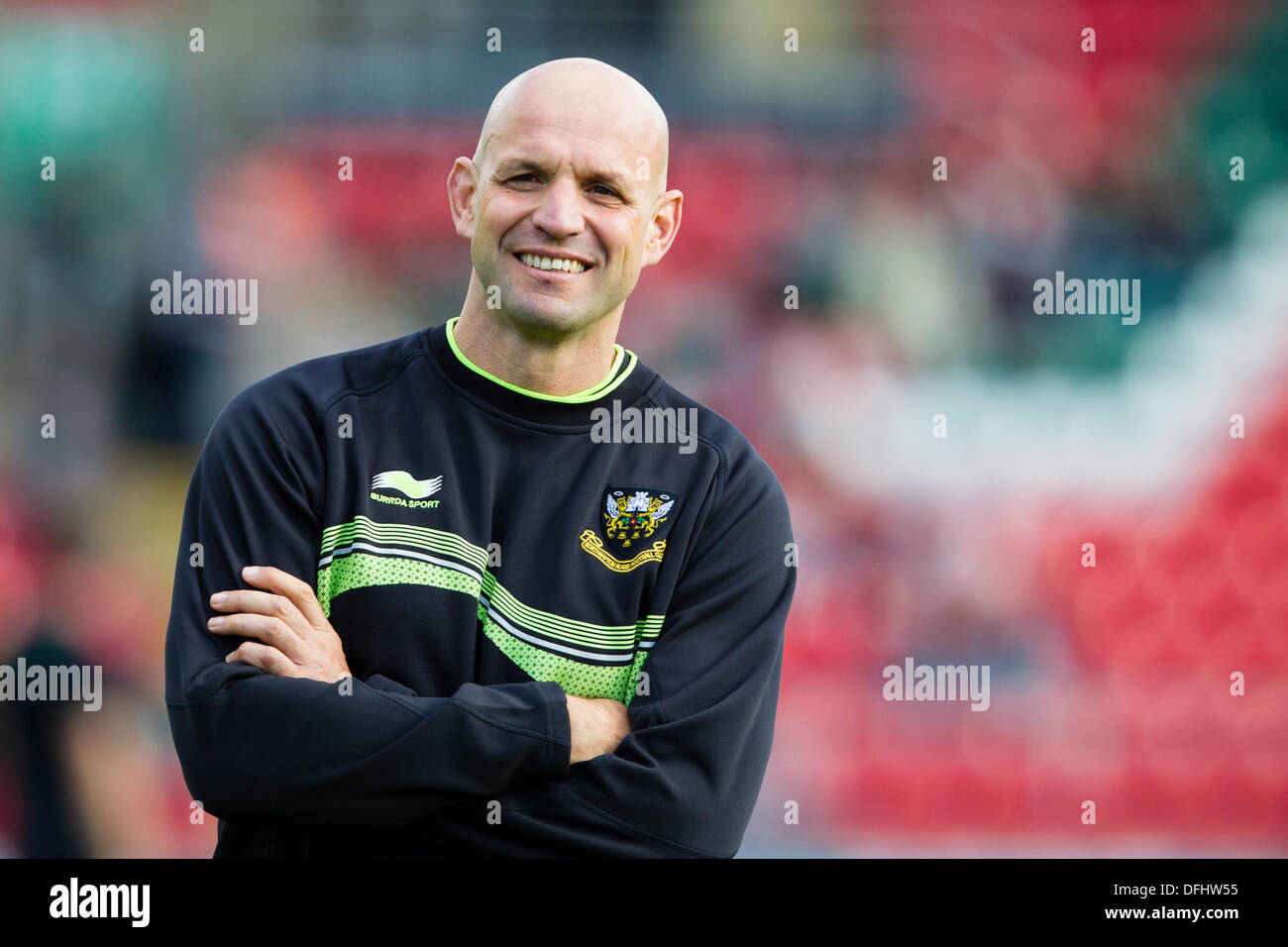 Leicester, UK. 05th Oct, 2013. Northampton coach Jim Mallinder. Action ...