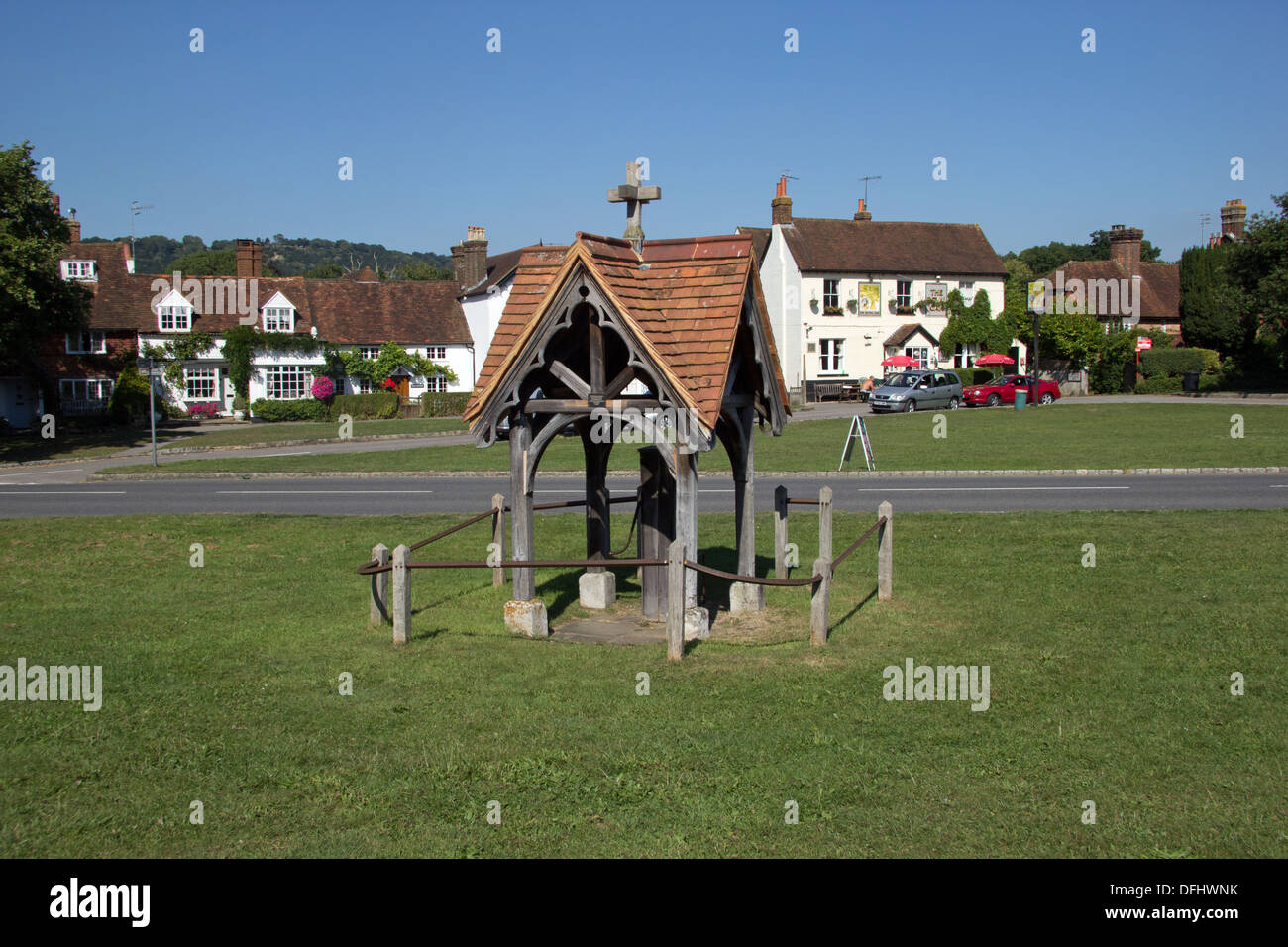 The Village Green in Brockham Surrey England Stock Photo - Alamy