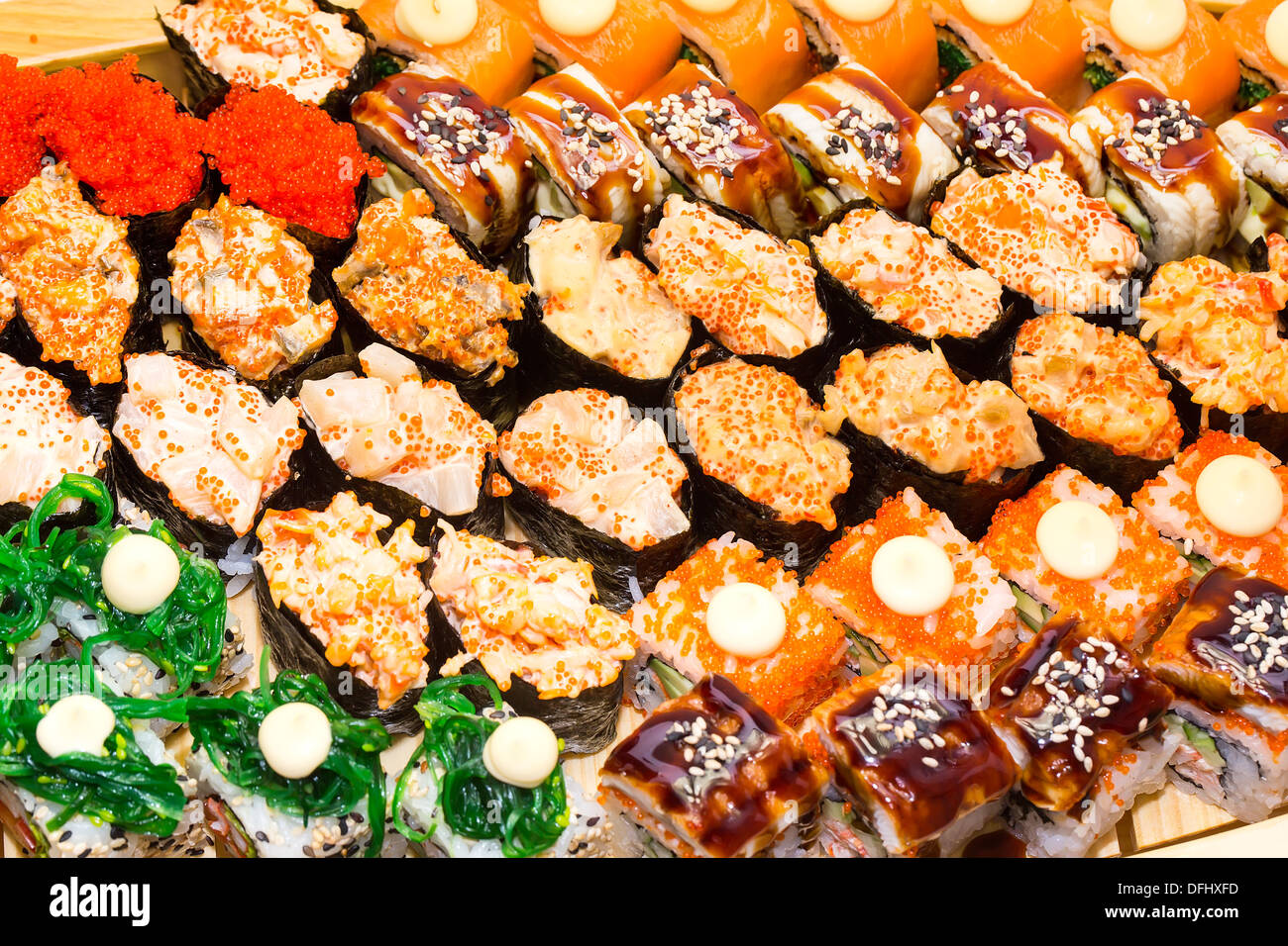 delicious seafood sushi at a Japanese restaurant Stock Photo - Alamy