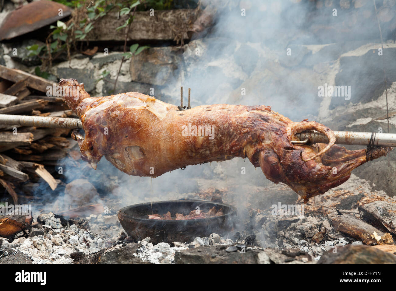 roast lamb on a spit Stock Photo - Alamy