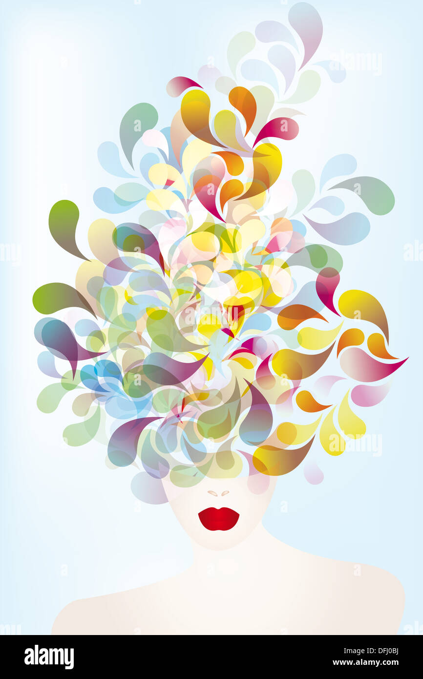 Colorful thoughts, Illustration of a face with colorful splashes Stock ...