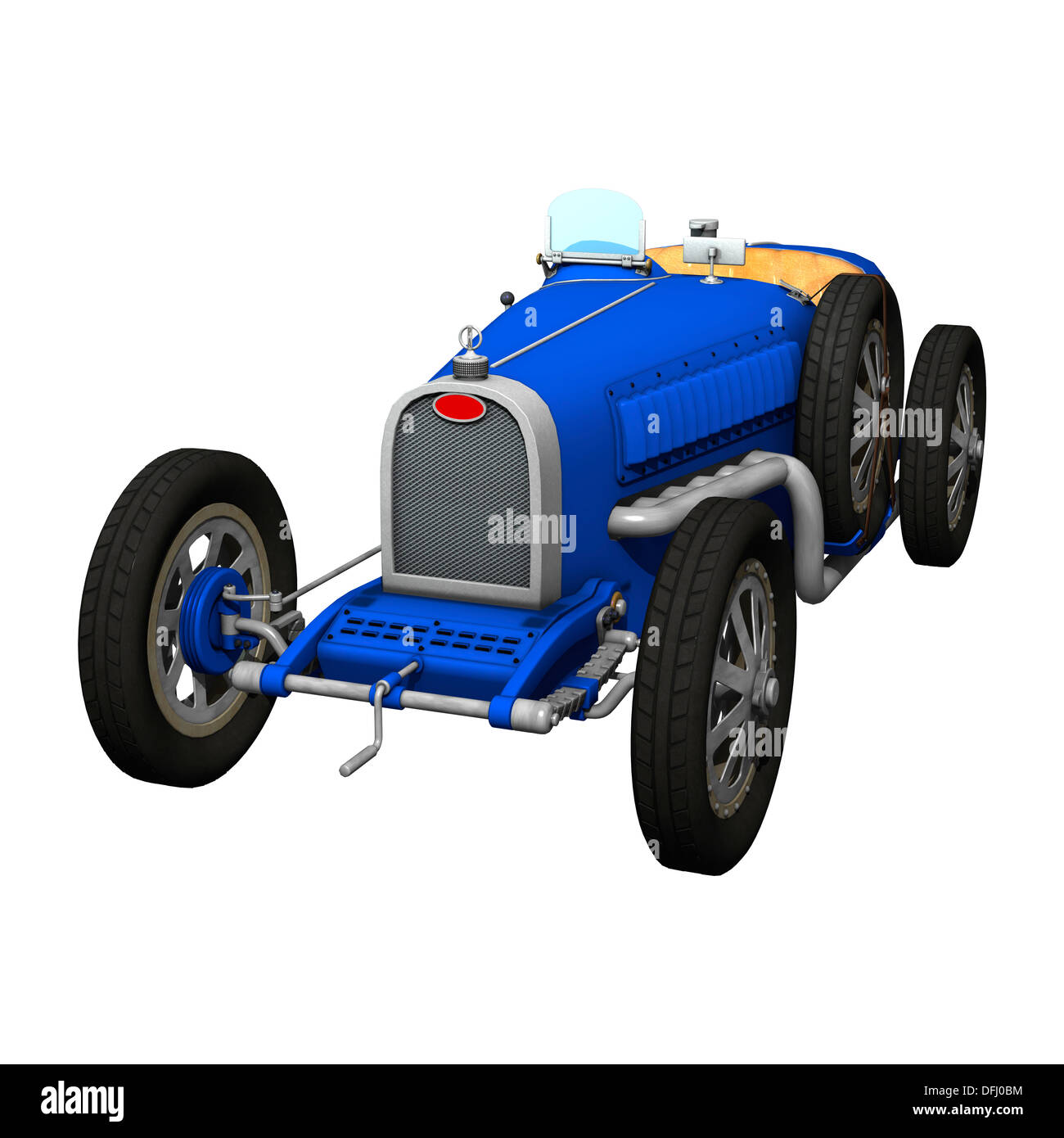 3D digital render of a retro grand prix racing car isolated on white ...