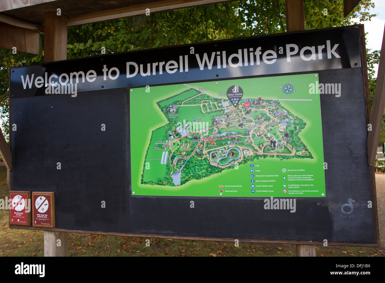 Durrell Wildlife Conservation Trust park map of site Stock Photo - Alamy