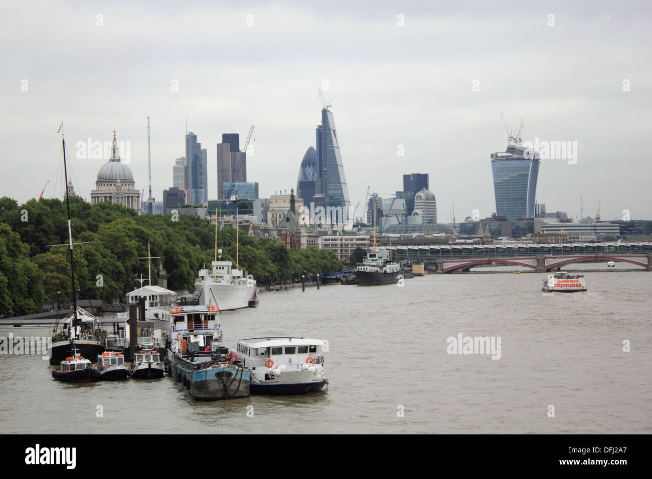 The city skyline on a grey overcast day in London England UK Stock ...