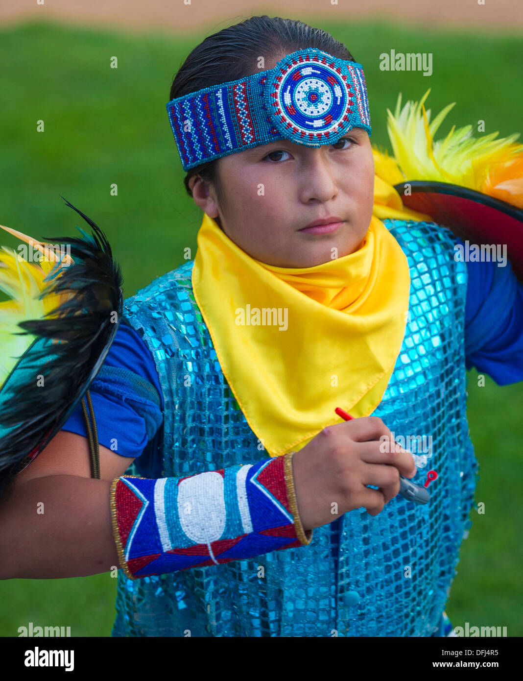 Native American boy takes part at the Barona 43rd Annual Powwow in ...