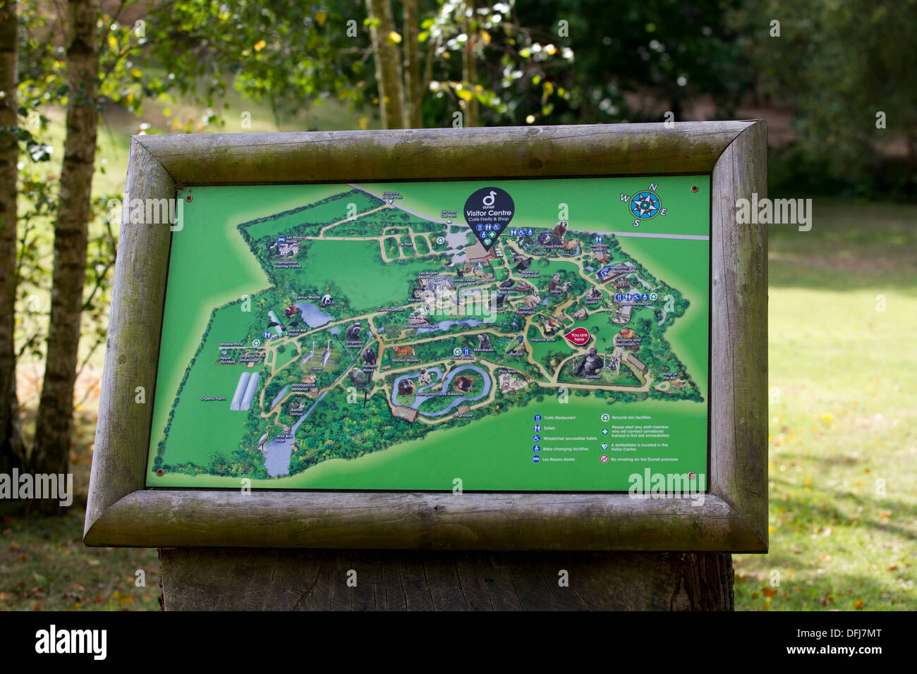 Durrell Wildlife Conservation Trust park map of site Stock Photo - Alamy