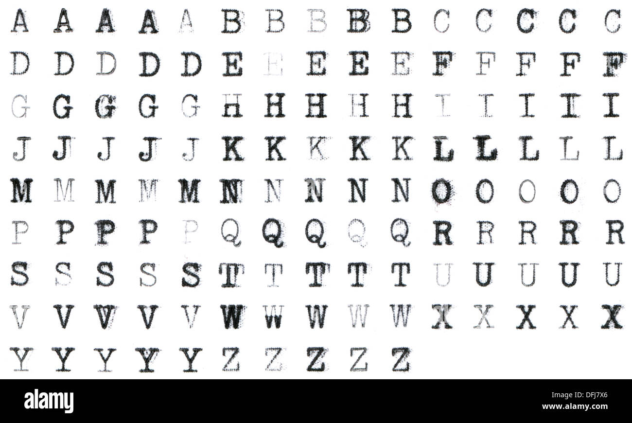 Vintage Typed Alphabet With 5 Different Variations Of Every Letter vintage-typed-alphabet-with-5-different-variations-of-every-letter