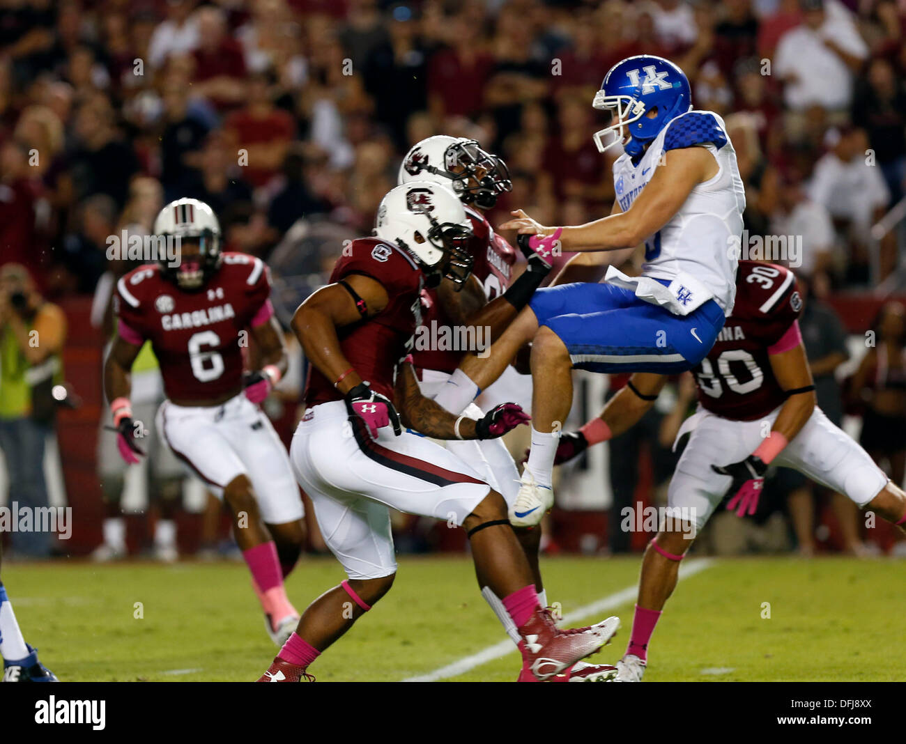 Columbia, SC, USA. 5th Oct, 2013. UK punnter 9- Landon Foster was ...